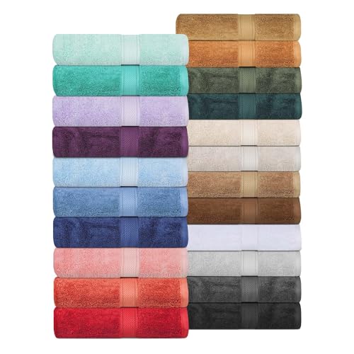 Superior Egyptian Cotton Pile Face Towel/Washcloth Set of 6, Ultra Soft Luxury Towels, Thick Plush Essentials, Absorbent Heavyweight, Guest Bath, Hotel, Spa, Home Bathroom, Shower Basics, White