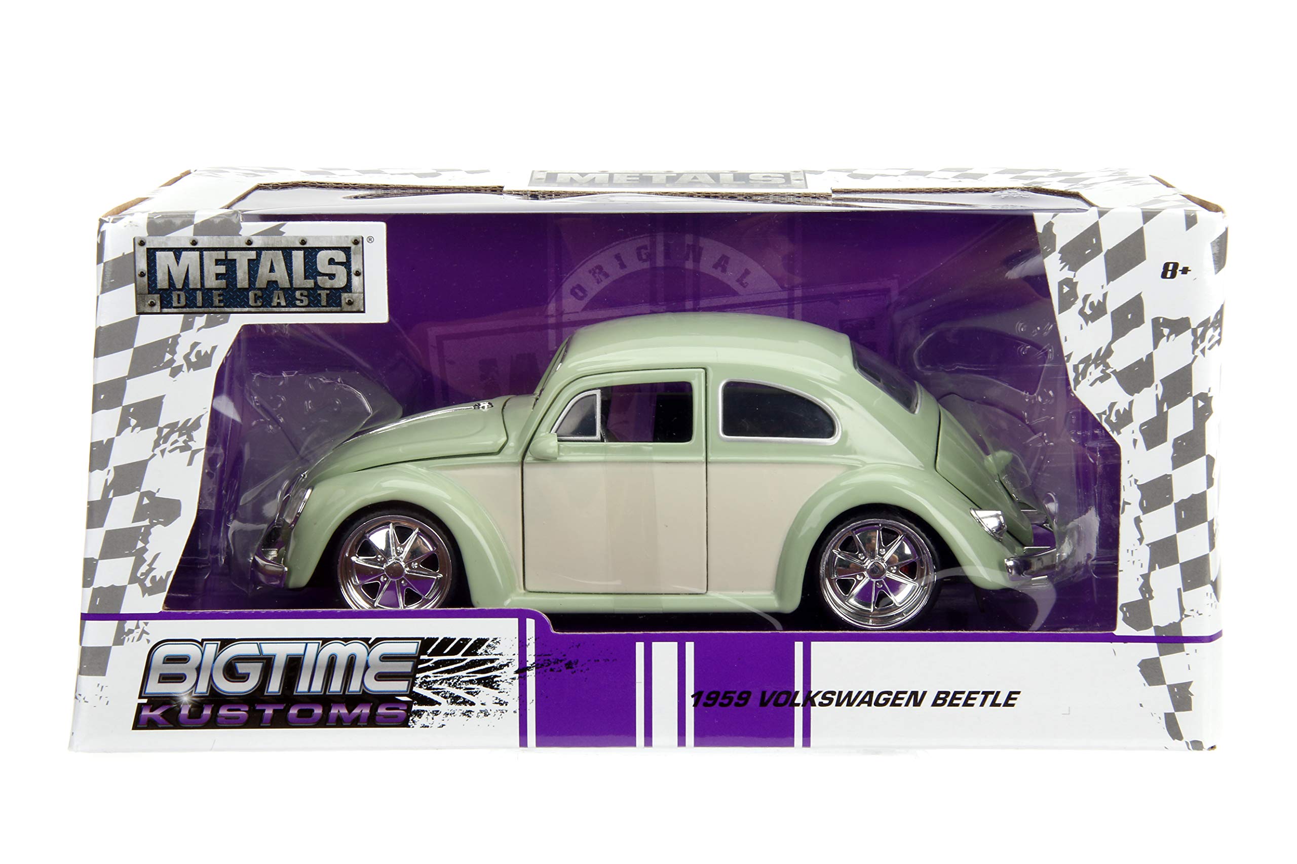 Bigtime Kustoms 1:24 1959 Volkswagen Beetle Die-cast Car Light Green, Toys for Kids and Adults
