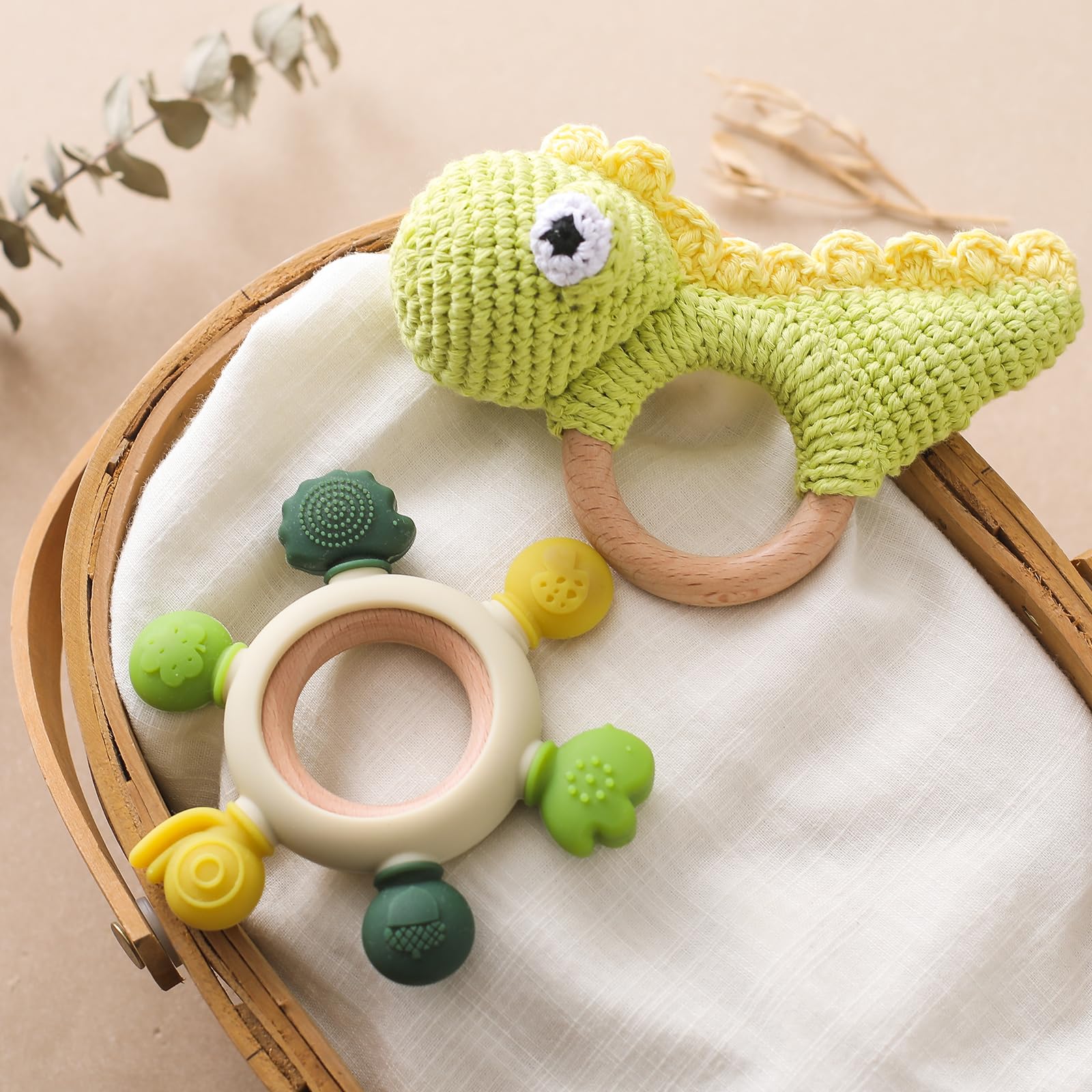 Baby Teether - Infant Teething Toy - Silicone Baby Teething Toys - BPA Free Silicone Chewable Rings with Organic Featuring Multiple Textures to Soothe Gums Ages 6 Months and Up (Pink)