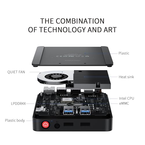 Beelink T5 Mini pc Celeron N4020(4M Cache,up to 2.8GHz), 4G DDR+64G eMMC, 2.4G/5GWiFi, Mini Computer Supports 4K Dual HDMI/4*USB3.0/BT5.0，Gigabit Network