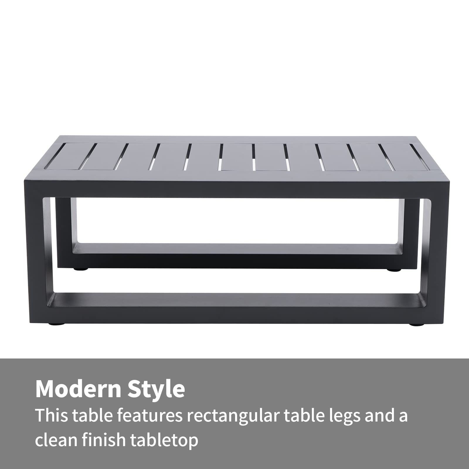 LebenLiebe Patio Side Table Aluminum Outdoor End Tables for Outside Small Rectangle Coffee Table Patio Furniture for Garden Backyard, Grey Frame