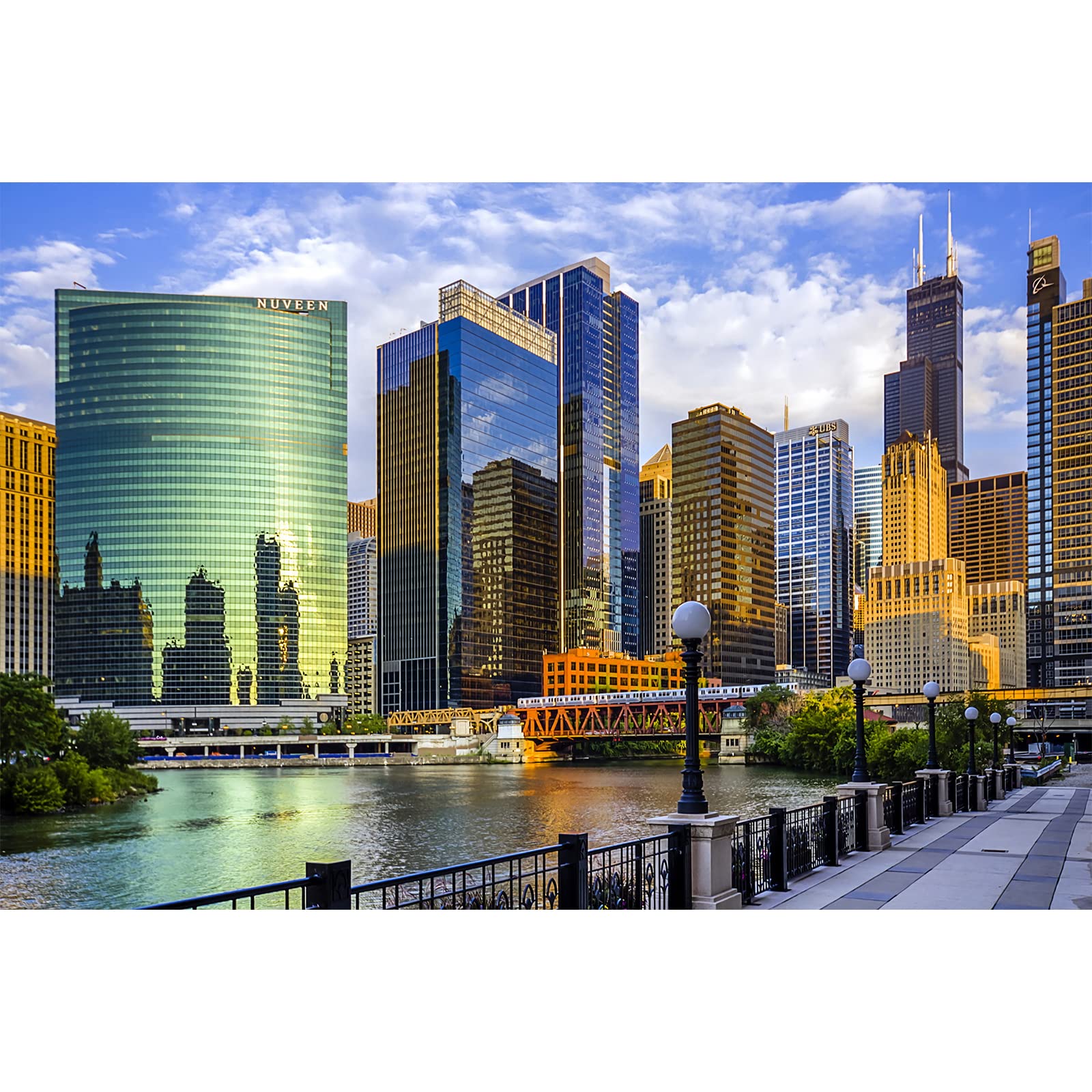 Jigsaw Puzzle 1000 Piece Chicago City Illinois Buildings Classic Puzzle DIY Kit Wooden Toy Unique Gift Home Decor