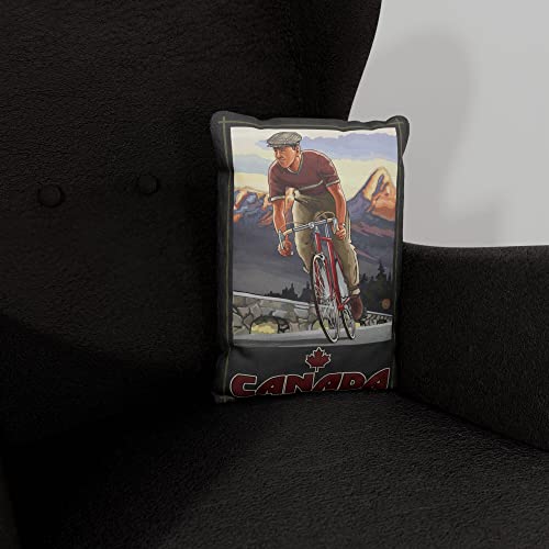 Canada Downhill Biker Sunset Canvas Throw Pillow for Couch or Sofa at Home & Office from Travel Artwork by Artist Paul A. Lanquist 13" x 19".