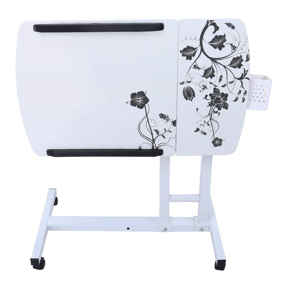Household Computer Task Desk Office Table,Can Be Folded and Adjusted Angle,Adjustable Height,Locking Casters,2 Pieces of Separate Tabletop(Ship from US!)