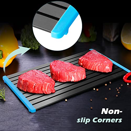 FORIOUS Defrosting Tray for Frozen Meat Fast and Healthier Way of Thawing Food Tray in Two Different Sizes - Thawing Plate by Miracle Natural Heating, Rapid defrosting Tray Conducts Power, 2 pcs.