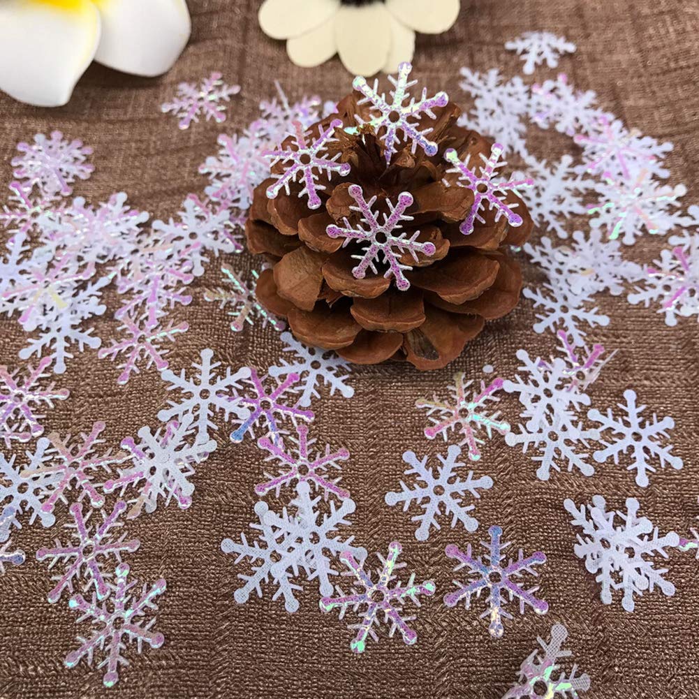 CCINEE 800pcs Glitter Snowflake Confetti White Decorative Snowflake Scatter Confetti for Christmas Birthday Party Wedding Home Decoration