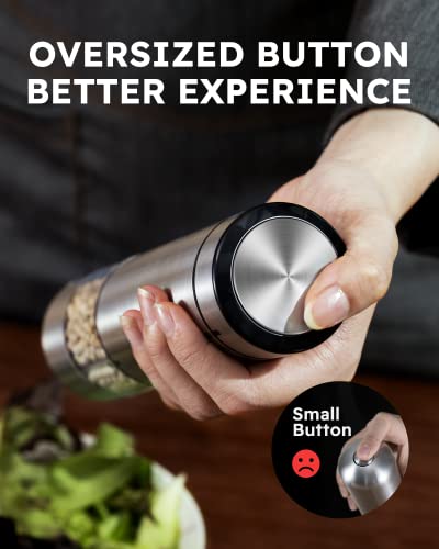 FORLIM Electric Salt and Pepper Grinder Set, Automatic Salt and Pepper Grinder Set, One Handed Operation Refillable Mill with Light, Adjustable Coarseness - 2 Mills