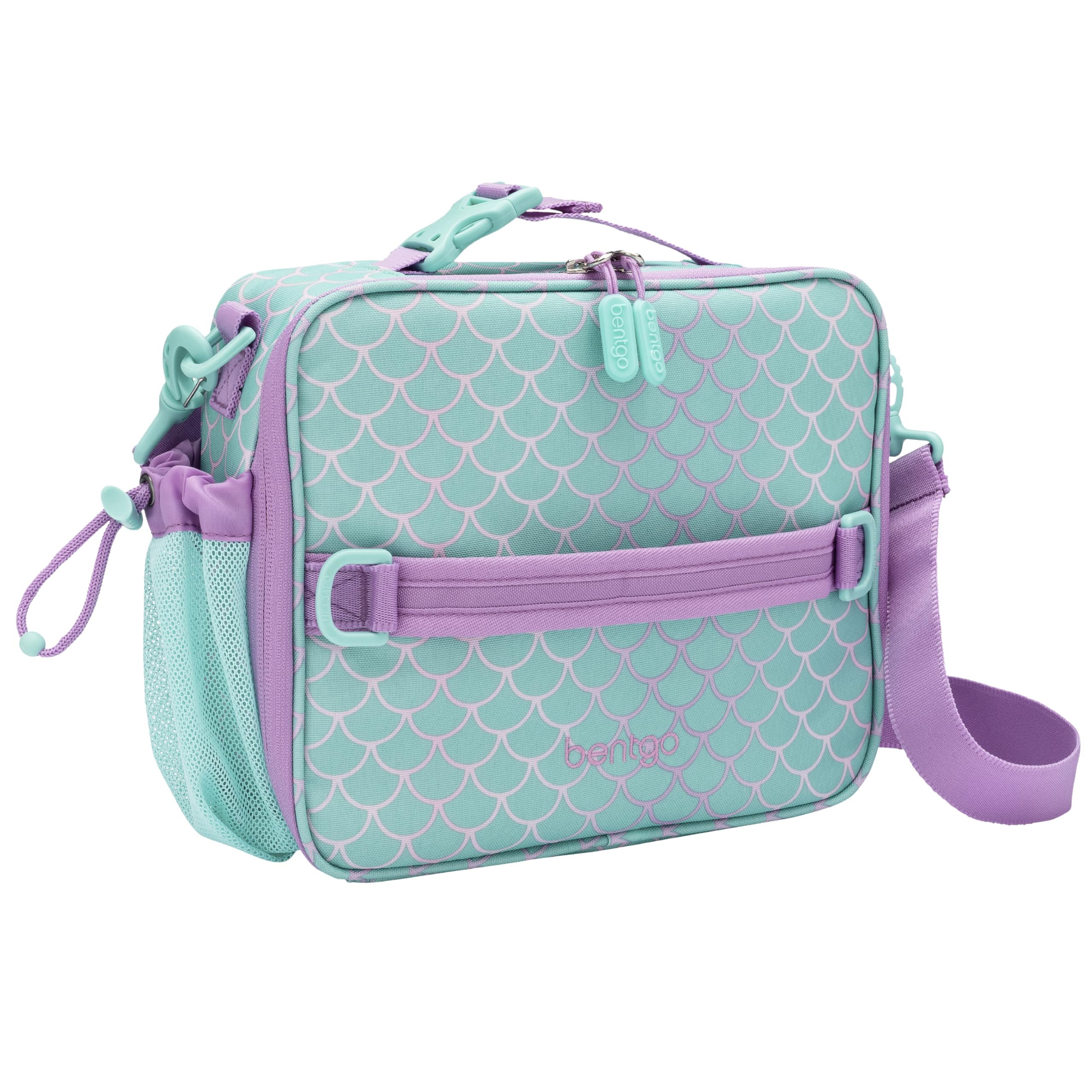Bentgo® Kids Lunch Bag - Durable, Double-Insulated Lunch Bag for Kids 3+; Holds Lunch Box, Water Bottle, & Snacks; Easy-Clean Water-Resistant Fabric & Multiple Zippered Pockets (Mermaid)