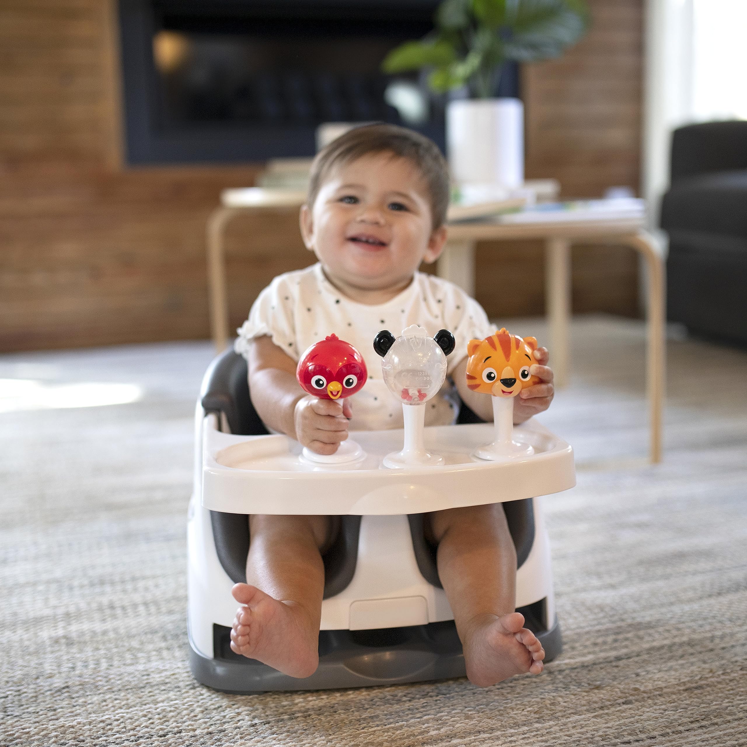 Baby Einstein Rattle & Jingle Trio High Chair Suction Toys Take-Along Musical RattleāÆSet Age 6 Months +, Multicolor, 3 Count