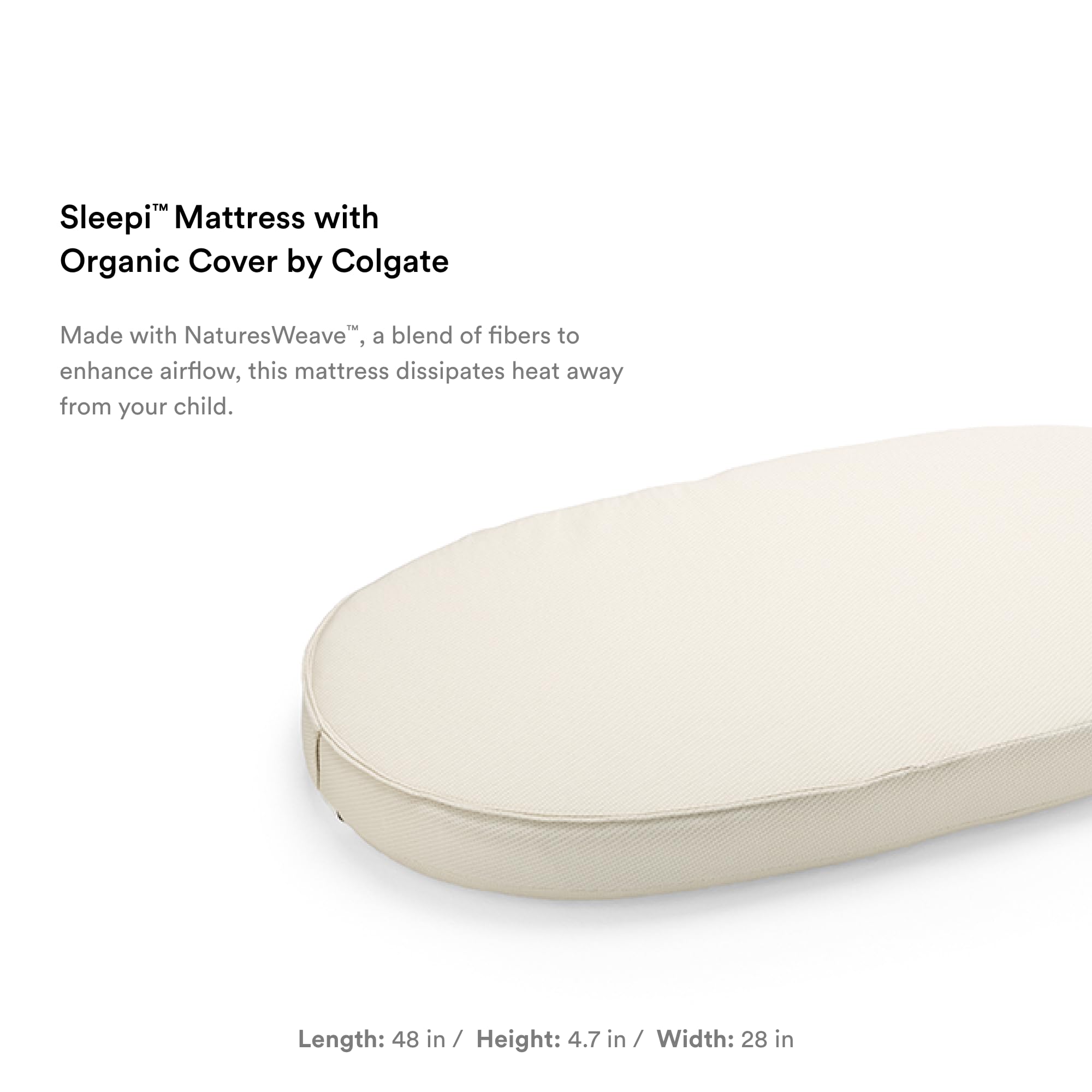 Stokke Sleepi Mattress with Organic Cover by Colgate, White - Foam Crib Mattress with Infant Support & Safety Features - Compatible Sleepi Crib/Bed