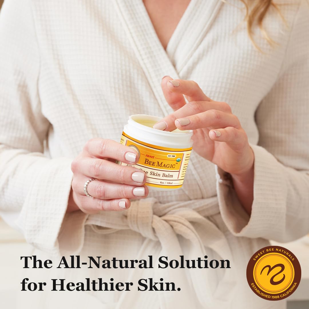 Sweet Bee Naturals - All-in-One Skin Balm & Ointment for Face & Body, Multipurpose Moisturizer for Dry Skin, Burns, & Irritation, Bee Magic Skin Care Essentials -1 Jar (4oz)