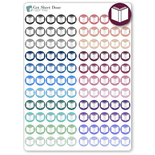 Book Icon Planner Sticker / 110 Dot Icon Vinyl (1/3ā) / Club Read Reading Me Time Self Care Homework School Student/Essential Productivity Life/Bullet Bujo Journal (One Sheet, multi)