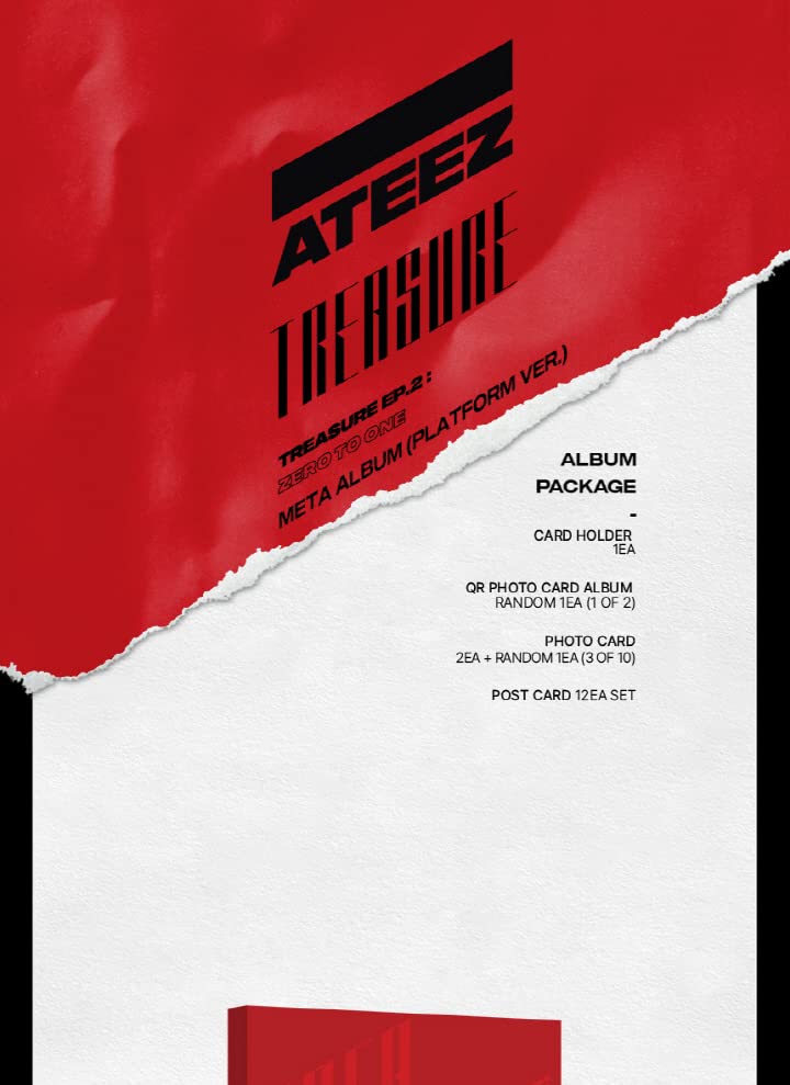 ATEEZ TREASURE EP.2 : Zero To one 2nd Mini Album META Platform Version Card holder+QR photocard album+Photocard+Postcard+Tracking