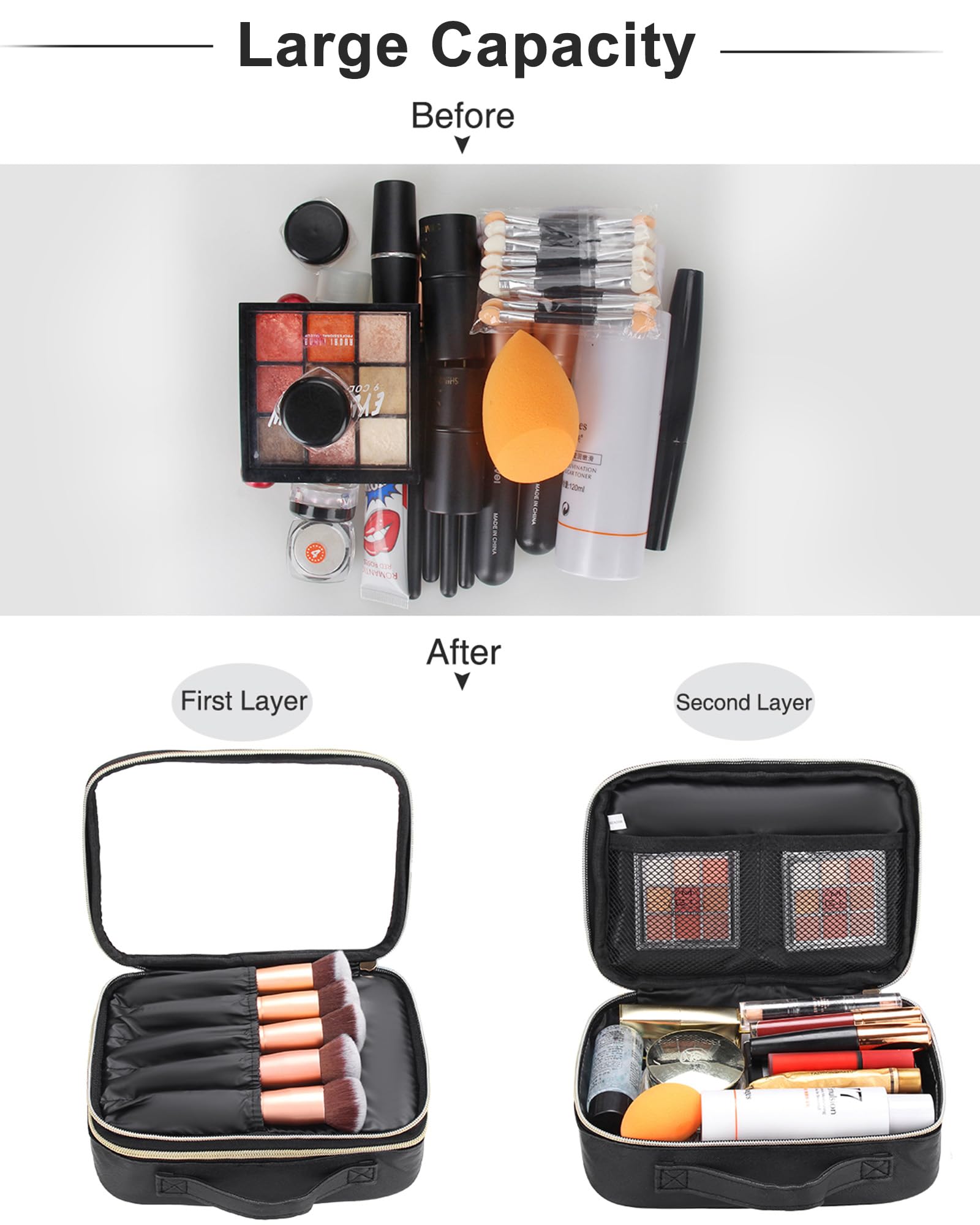 Relavel Travel Makeup Bag, Clear Makeup Organizer Bag Portable Cosmetic Bag, Cute Transparent Makeup Case For Women with Accessories