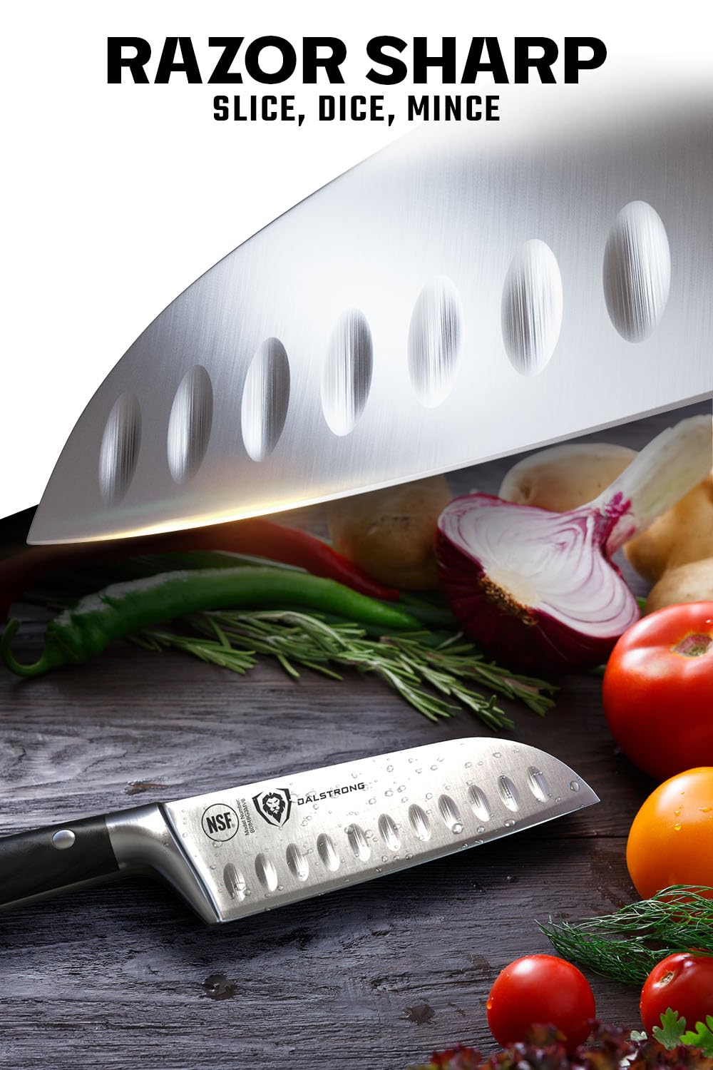 Dalstrong Santoku Knife - 5 inch - Gladiator Series Elite - Forged German High Carbon Steel - Black G10 Handle Kitchen Knife - Asian Vegetable Cooking Knife - Sheath Included - NSF Certified
