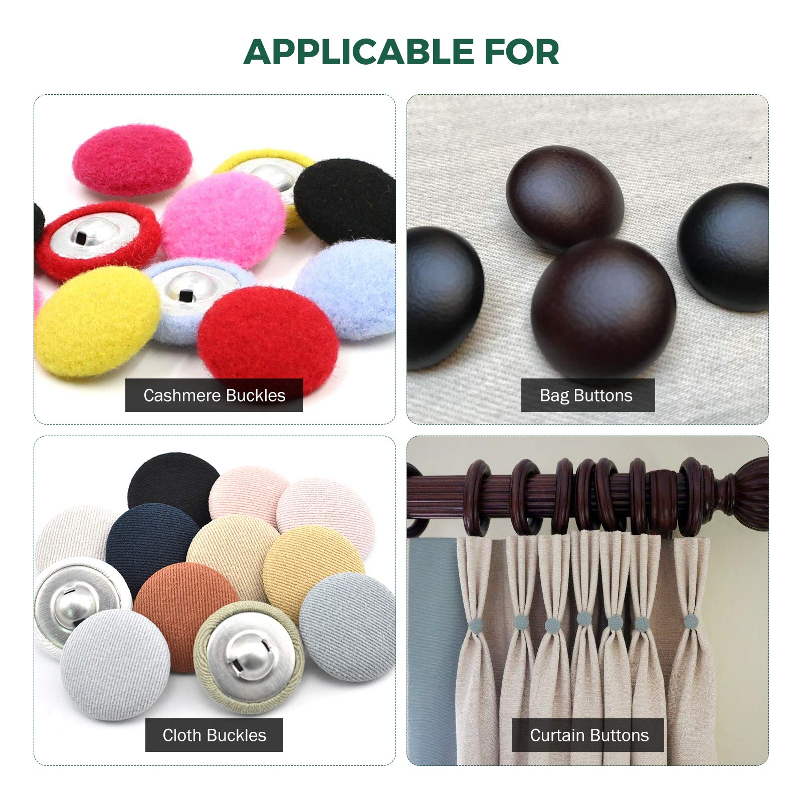 BEAMNOVA Fabric Button Maker Kit Punch Press Cloth Button Cover Making Machine DIY Tools 3 Sizes Die Set 18,25,30mm & 300 Button Supplies
