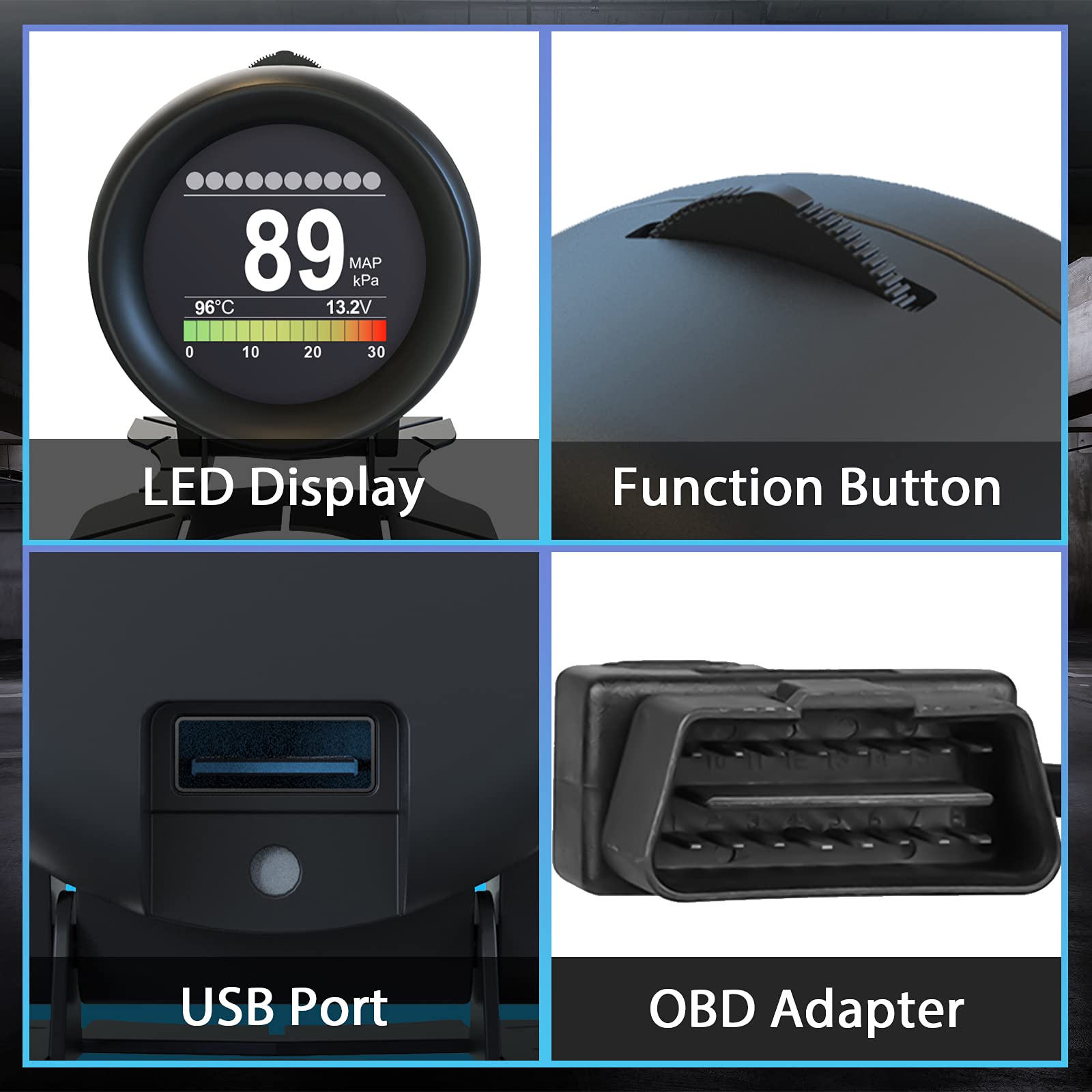 AUTOOL X60 Car OBD2 Digital Multi-function Speedometer Over-speed Alarm Water/Oil Temperature Gauge Battery Voltage Tester Scanner Tool, Trouble Code Reader/Cleaner for 12V OBDII Auto SUV Pickup Truck