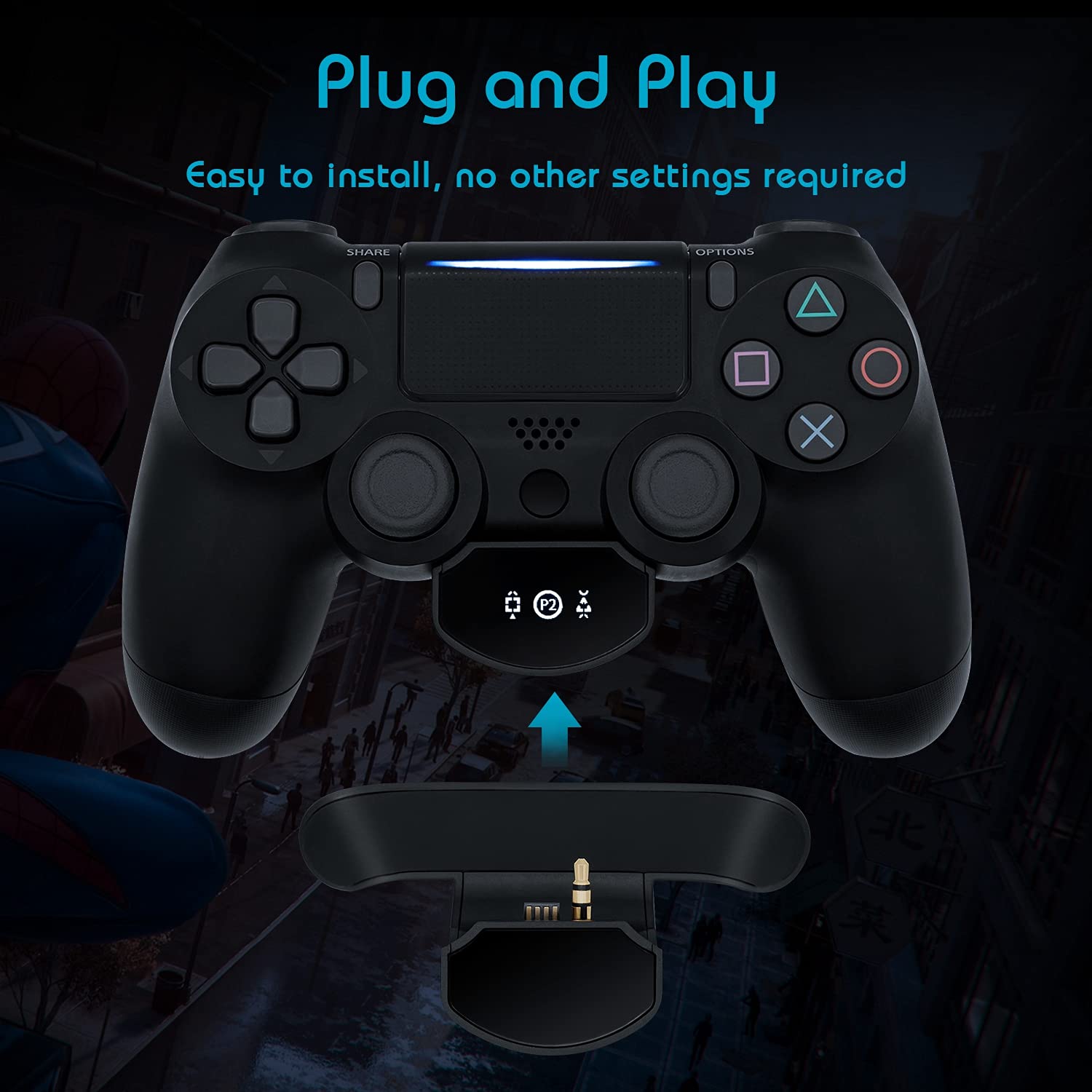 Mcbazel Back Button Attachment with OLED Display for PS4 Controller, Programmable Button Triggers with 3.5MM Audio Jack, Gaming Stuff Accessories for PS4 Controllers - Black