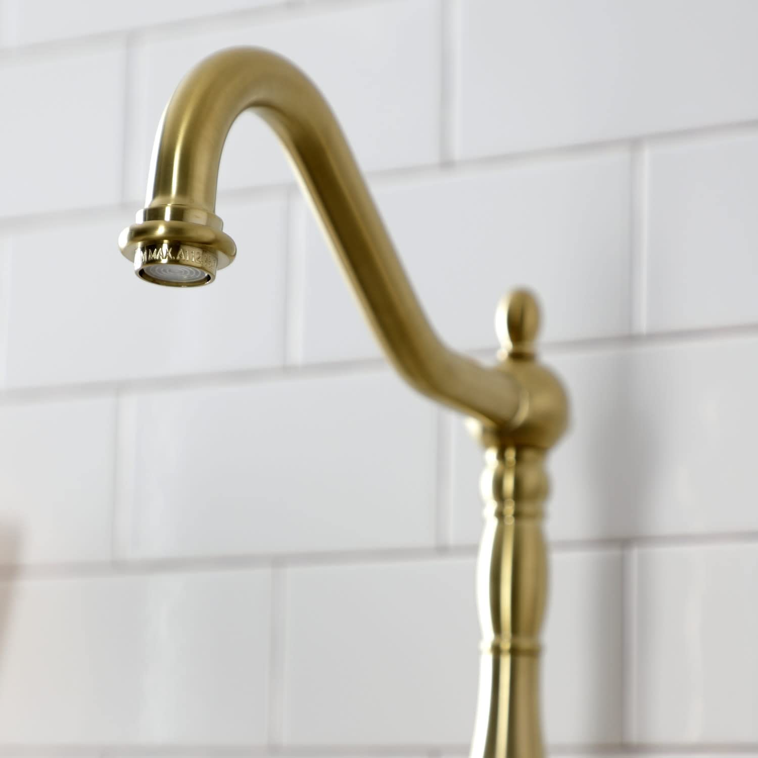Kingston Brass KS7753PLBS English Country Bridge Kitchen Faucet, Antique Brass