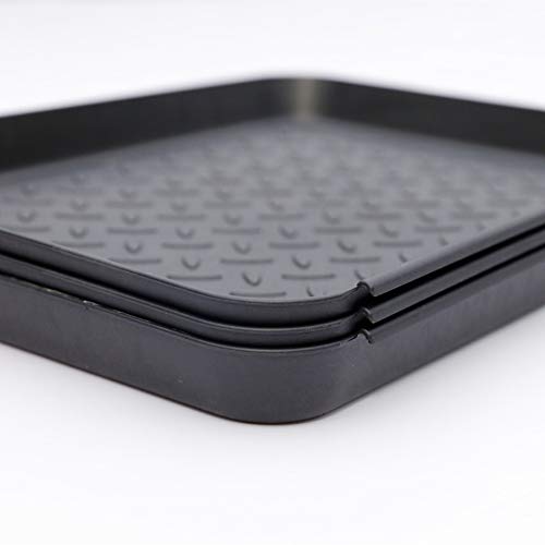 Boot Mat Tray for Floor Protection,3 Pack Black Shoe Tray,Boot Drying Mat w/Lip, Dirt Rug, Dog Water Mat & Litter Box ray,Garden Garage-Indoor Outdoor (Black)