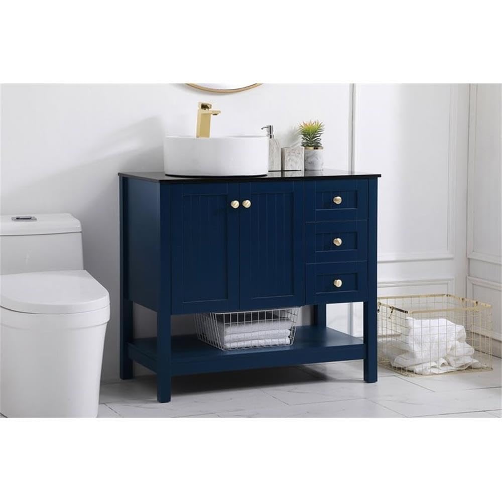 Elegant Kitchen and Bath 36 inch Vessel Sink Bathroom Vanity Cabinet - Blue