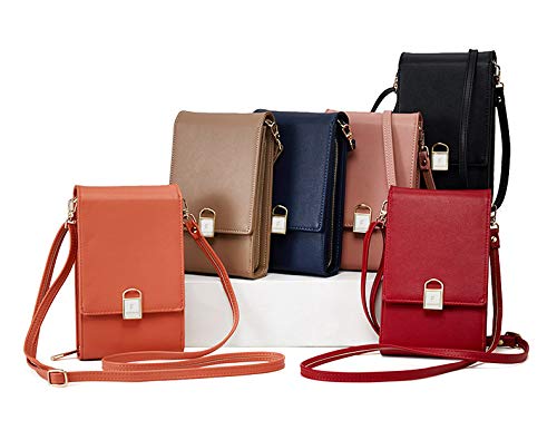 Hooshion Crossbody Cell Phone Purse for Women, Mini Shoulder Bag Wallet with Credit Card Slots (Pink)