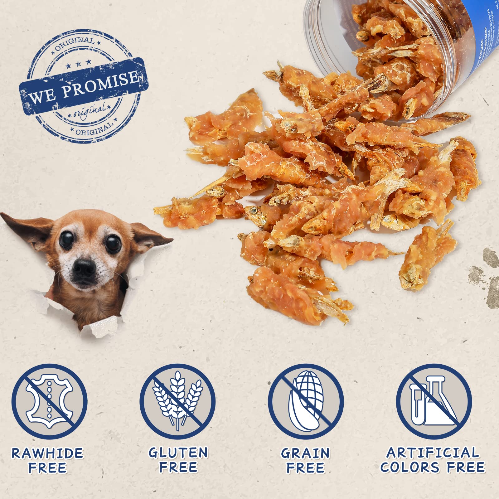 PAWUP Dog Treats Chicken & Fish, High in Protein and Omega-3, for Large Small Dogs, 10.5 oz