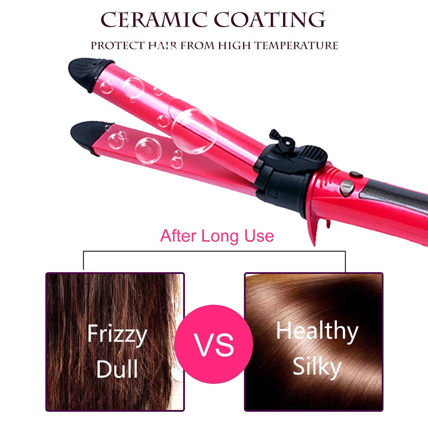 Automatic Hair Curling Iron 2 in 1 Hair Straightener Curler 1 to 1.2 Inch Spinning Hair Wand with Automatic Rotation for All Hiar Type Ceramic Flat Iron Auto Rotating Spiral(for Long Hair ONLY)