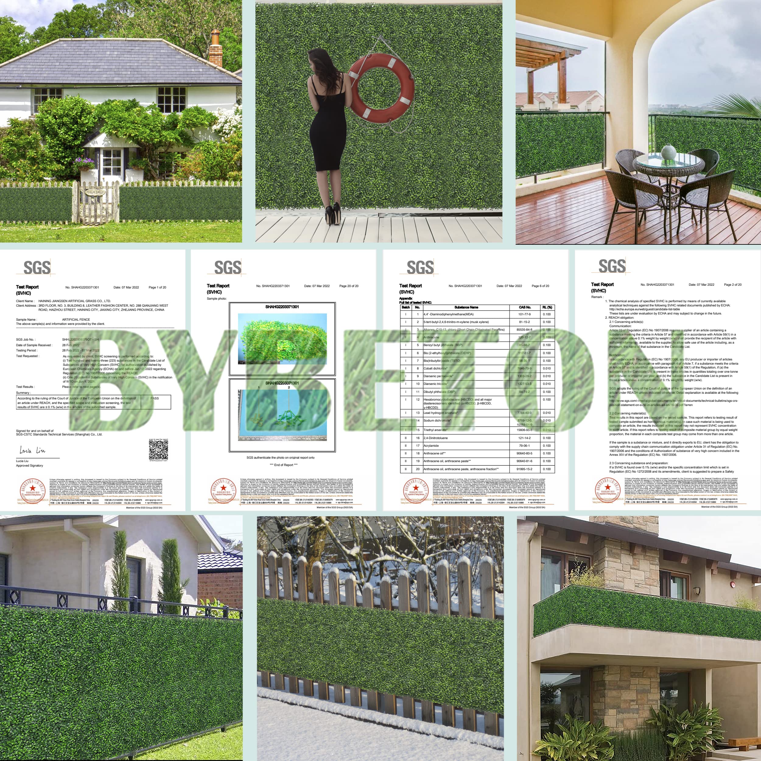 Bybeton Artificial Grass Backdrop Wall,10"x 10"(16Pcs) UV-Anti Boxwood Hedge Topiary Wall Panels for Indoor Outdoor Privacy Protected and Garden,Balcony,Privacy Fence Screen décor