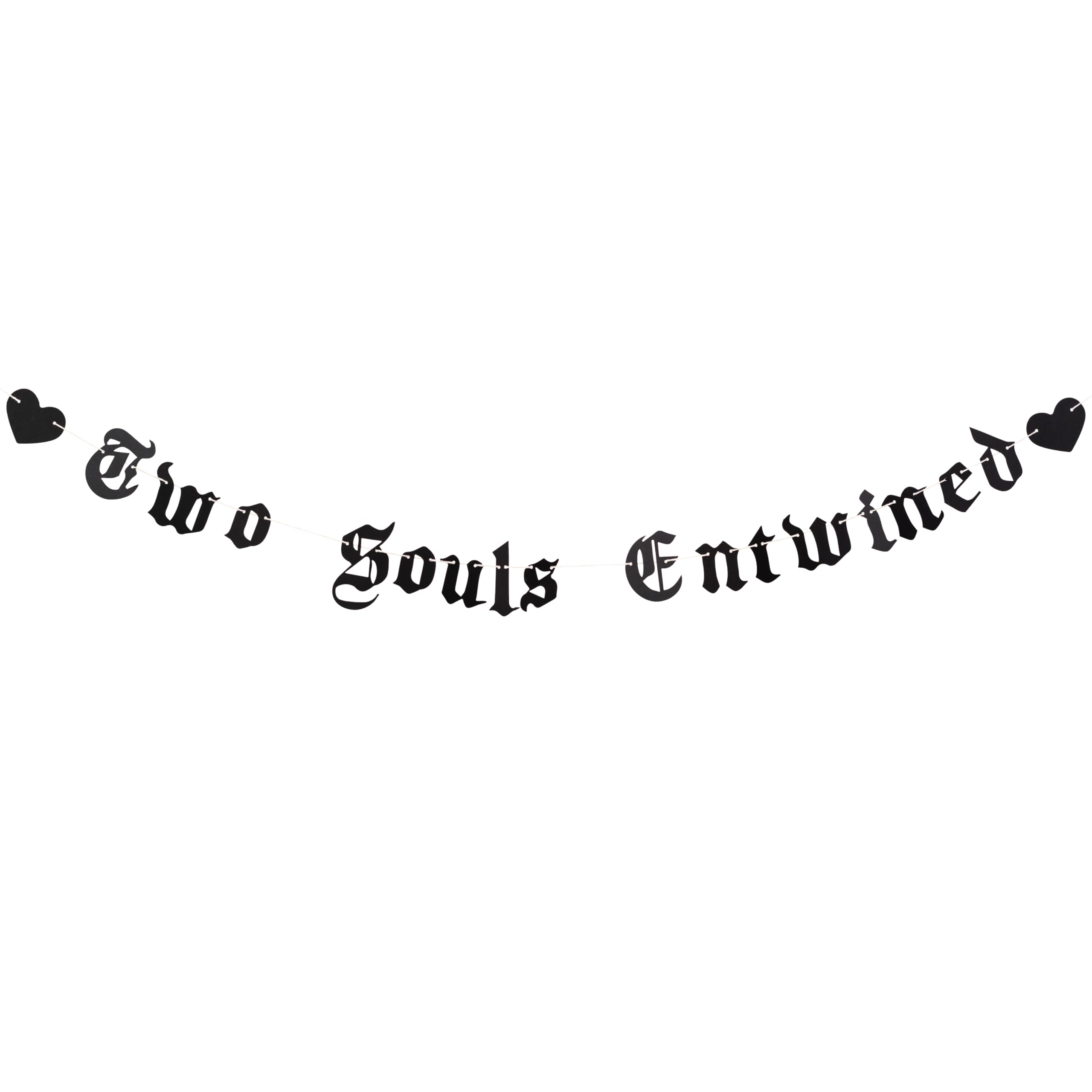 LINZYING Two Souls Entwined Old English Goth Wedding Decoration Banner - Gothic Letter Emo Engagement Party Decor Supplies,Death Themed Wedding Engagement/Bridal Shower Party Decor Supplies (two souls