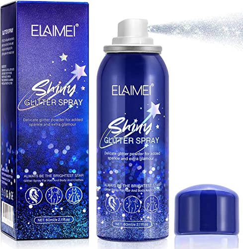 Ragkun Glitter Spray, Body Glitter, Glitter Hairspray for Clothes, Body Glitter Spray for Hair and Body, Waterproof and Long-Lasting, Body Shiny Spray for Stage Makeup and Festival Rave 2.11fl. oz