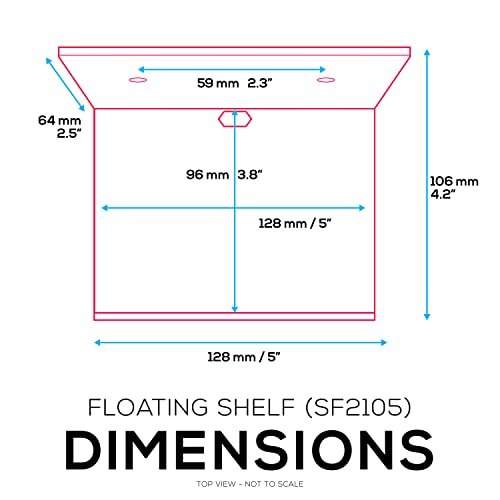 BRAINWAVZ 5β Small Floating Shelf, Adhesive & Screw in, for Bluetooth Speakers, Cameras, Plants, Toys, Books & More, Easy to Install Shelves (Shelf SF2105, White)