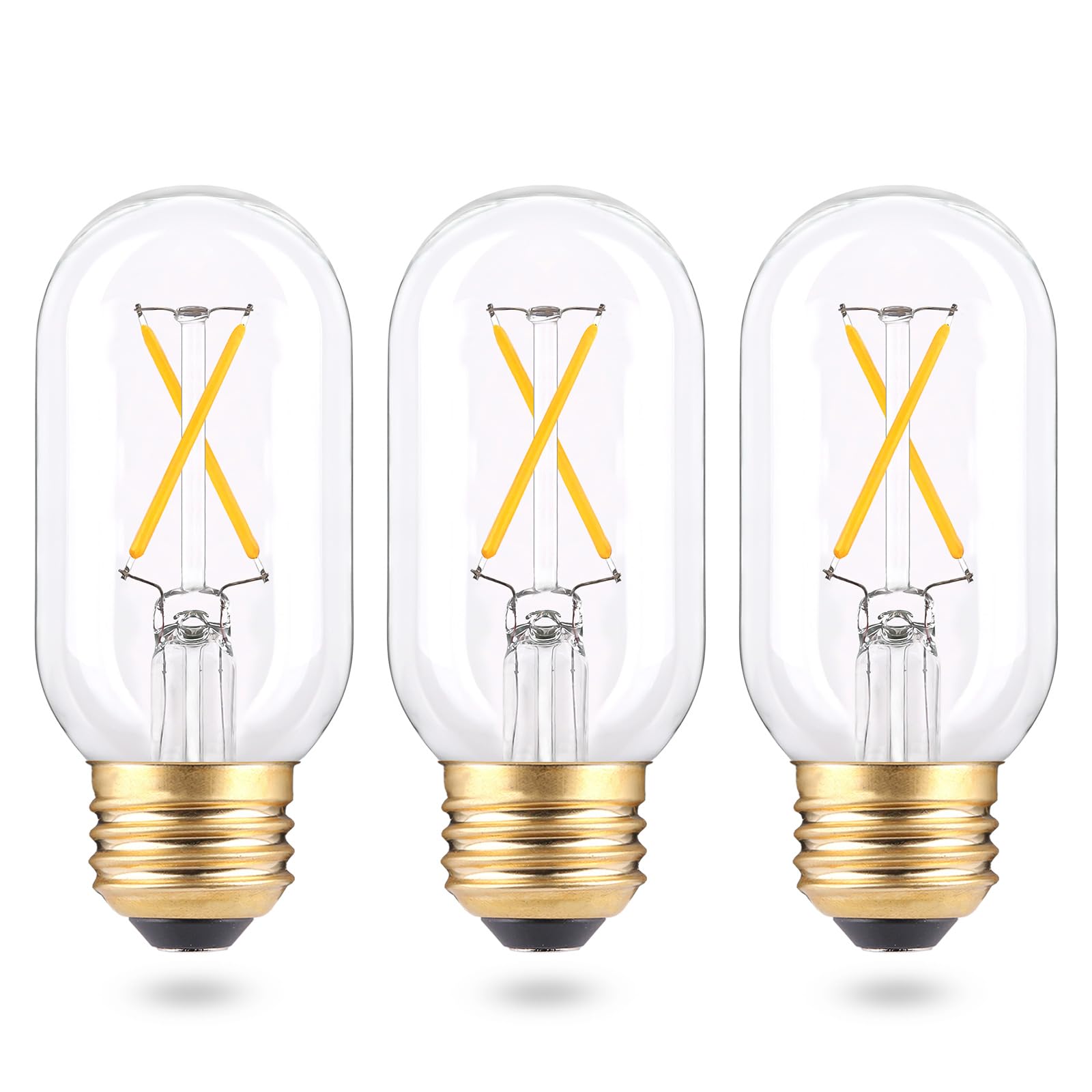 EQ Lighting T45 Vintage Edison Light Bulb, Antique LED Tubular Bulb 2W 3000K Soft White, 25W Equivalent 200 Lumens,110-130 Volts, E26 Medium Base Lamp for Home Light Fixtures Decorative, 3-Pack
