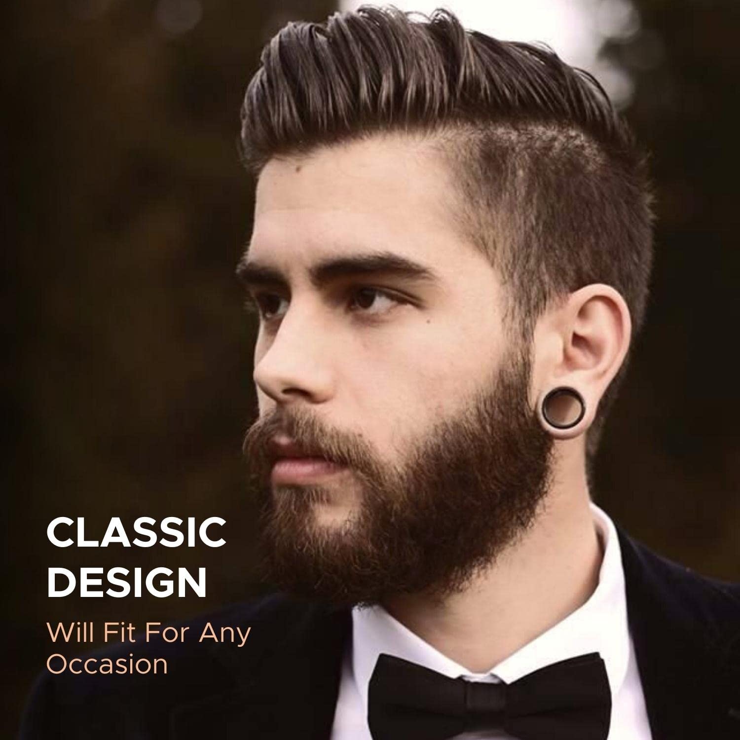 BodyJ4You 36PC Ear Stretching Kit - 14G-00G Beginner Gauges - Black White Splatter Steel Tapers Single Flare Tunnels Plugs - Stretchers Expanders Eyelets