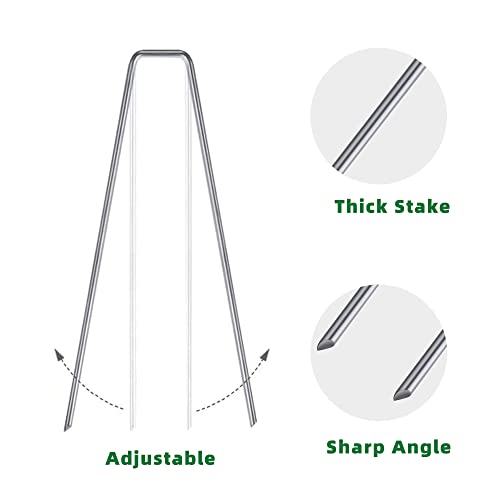 BEBEKULA 100 Pack 6 Inch Garden Stakes, Galvanized Landscape Staples for Weed Barrier Fabric, Heavy Duty Sod Pins Securing Pegs Netting Ground Sheets and Fleece, Ground Cover, Irrigation Tubing