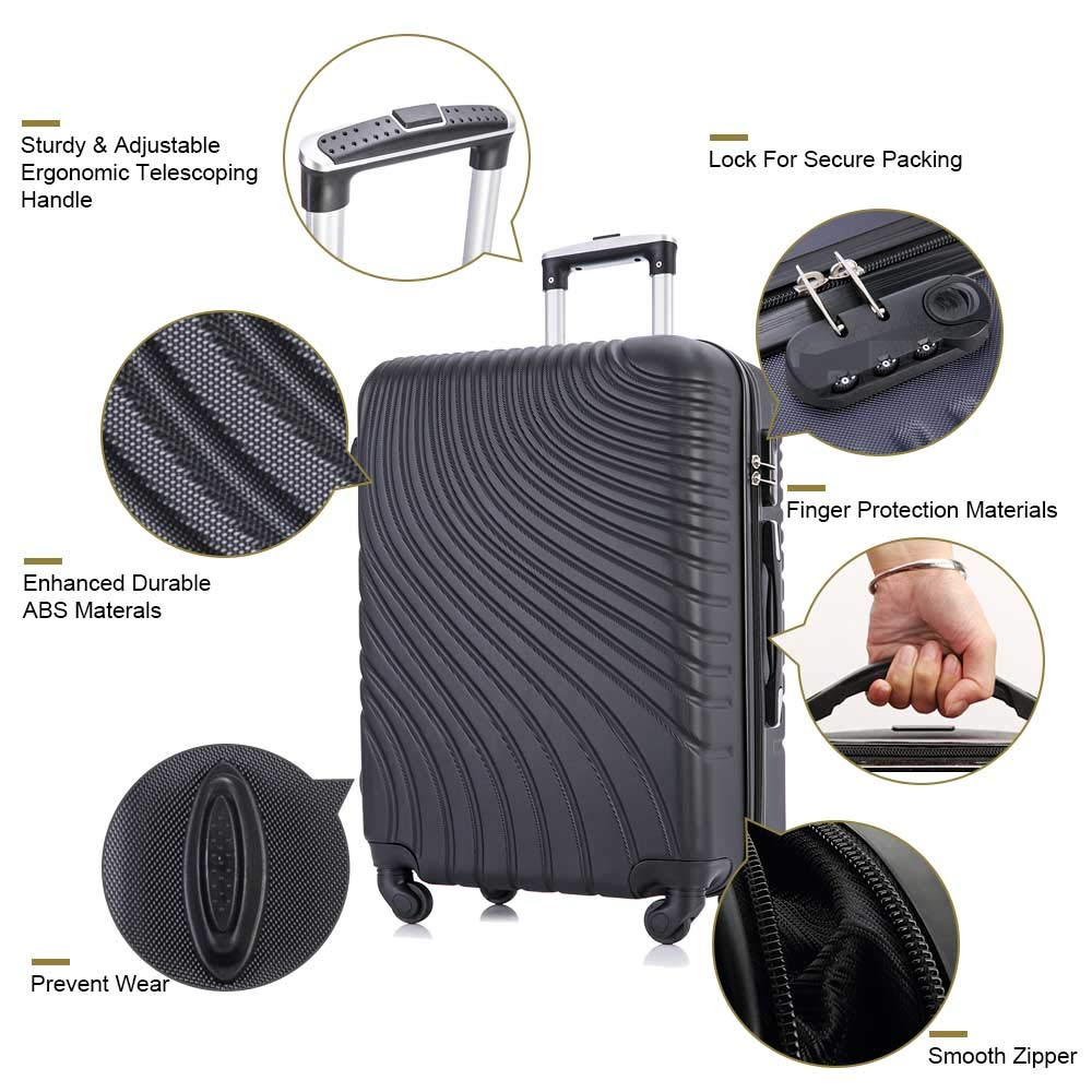 Apelila Fridtrip 4 Pieces Luggage Sets Hardshell Suitcase Carry On Luggage With Spinner Wheels (3 PCS ABS, Rose Gold)