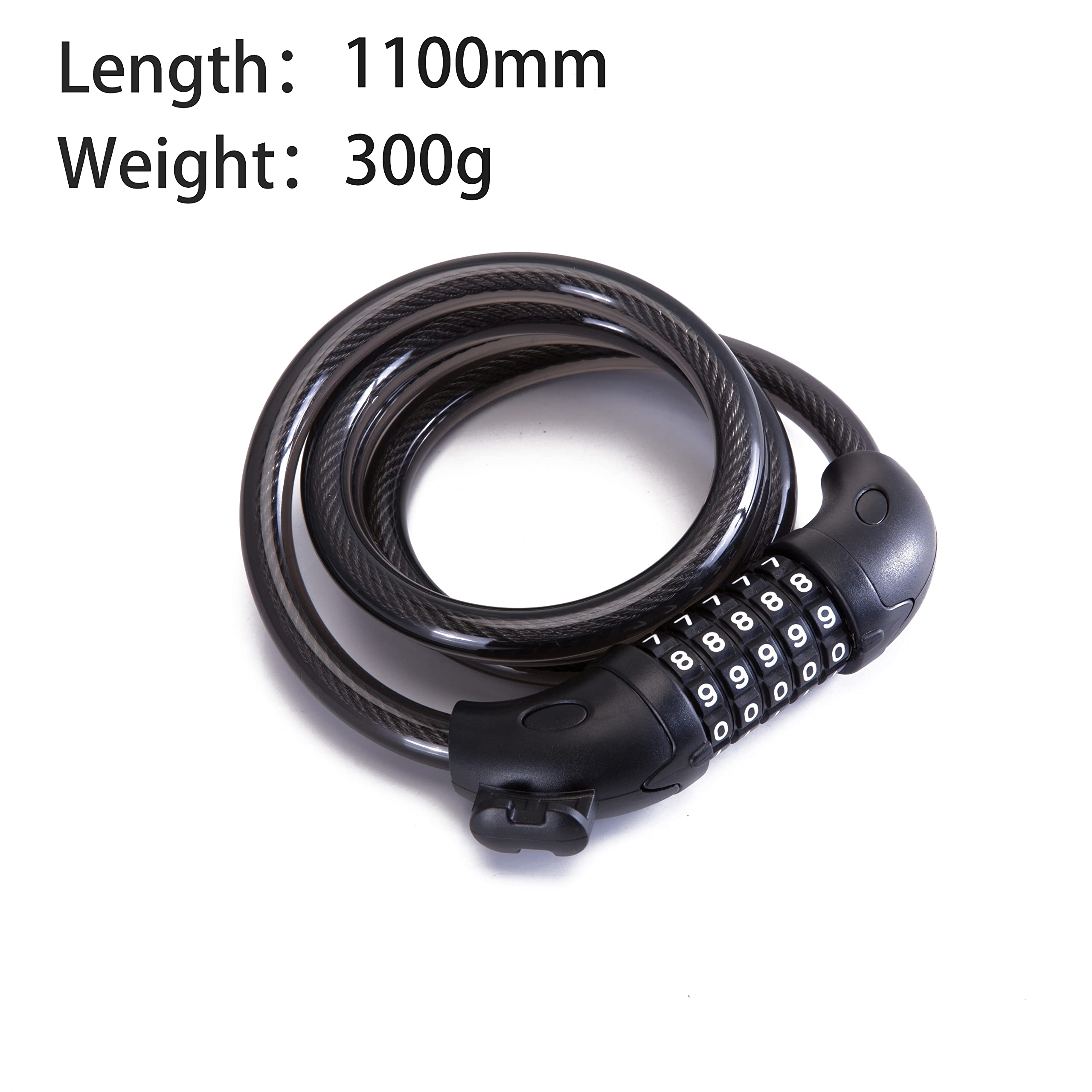 Bike Lock Bicycle Lock Chain ,5-Digit Combination Lock Core Steel Wire Bike Lock Security&Portable Bicycle Locks,1.1m x 1/2 inch (Black)