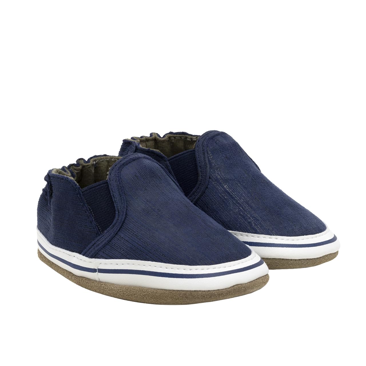 Robeez Unisex-Child Crosshatch Crib Shoe, Leather Liam Basic-Indigo, 12-18 Months M US Infant