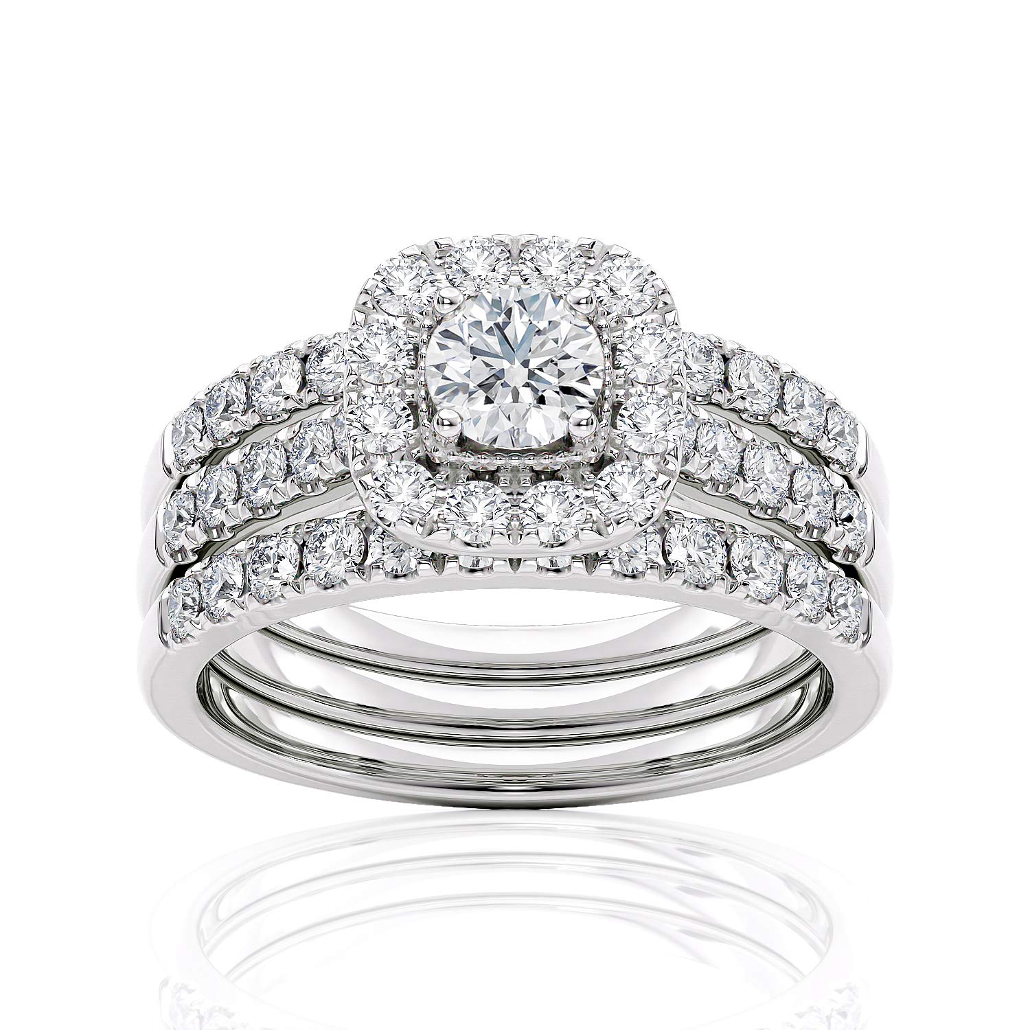 Beverly Hills Jewelers 1 Carat Diamond Engagement Ring - 14 Karat White Gold Diamond Ring for Women Diamond Engagement Ring (Size 7)