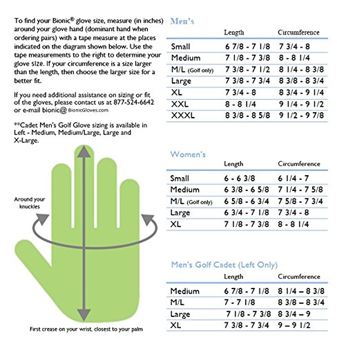 Bionic Gloves –Men’s StableGrip Golf Glove W/Patented Natural Fit Technology Made from Long Lasting, Durable Genuine Cabretta Leather, White, Large