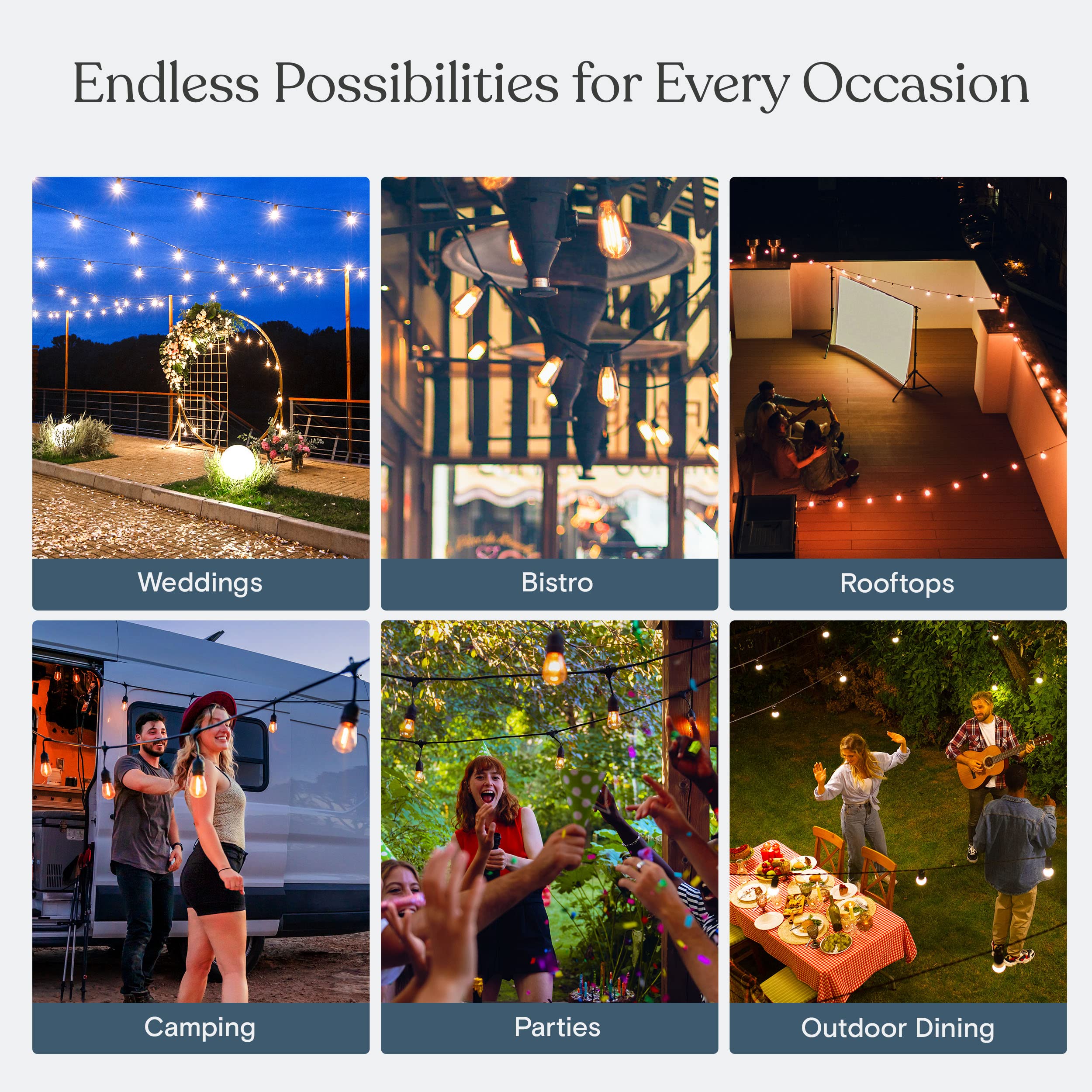 Brightech Ambience Pro β Solar Power Remote Control Outdoor String Lights with Edison Bulbs β Shatterproof, Commercial Grade LED Waterproof Patio Lights, Christmas β 1W 15 Bulbs, 3,000K, 48 ft