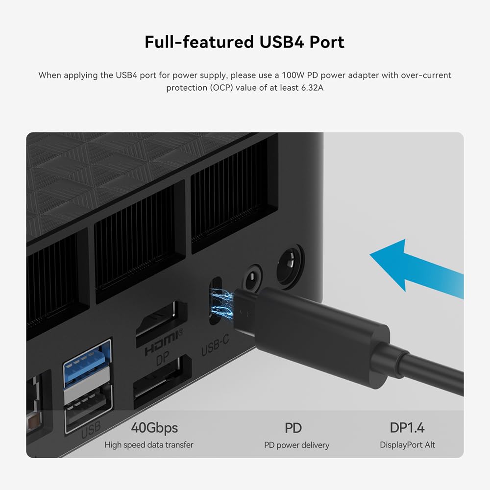 Beelink GTR7 Mini PC, AMD Ryzen 9 7940HS (8C/16T, up to 5.2GHz), Mini Computer 32GB DDR5 1TB PCIe4.0 NVMe SSD, Desktop Computer 4K 120Hz UHD Quad Display HDMI+DP+Dual USB4 WiFi6/BT5.2/Gaming/Office
