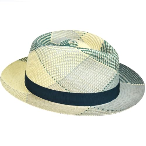 Bailey of Hollywood Giger Panama Fedora - Blue Surf Plaid/L Blue Surf Plaid, Large