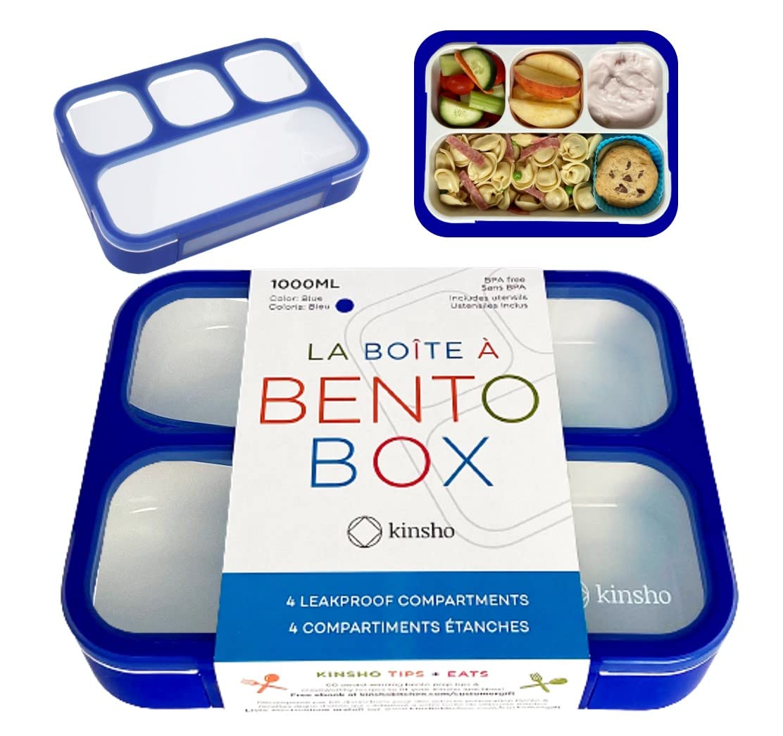 Bundle of Bento Lunch Box for Kids Boys Adults with Utensils (Blue) + Ice Packs for Lunch Bags (Blue & Turquoise)