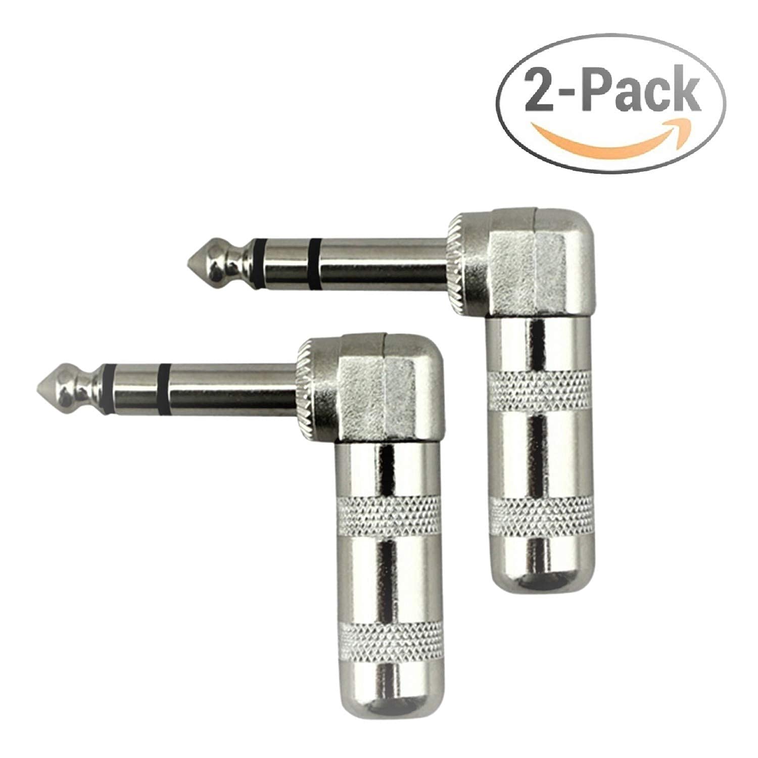 HUASEN 1/4" Audio Plugs 6.35 mm Plug TRS Male 1/4 inch Solder Type Stereo Plug Right Angle Design Connector for DJ Mixer Speaker Cables Guitar Cables Phono Patch Cable Microphone Cables
