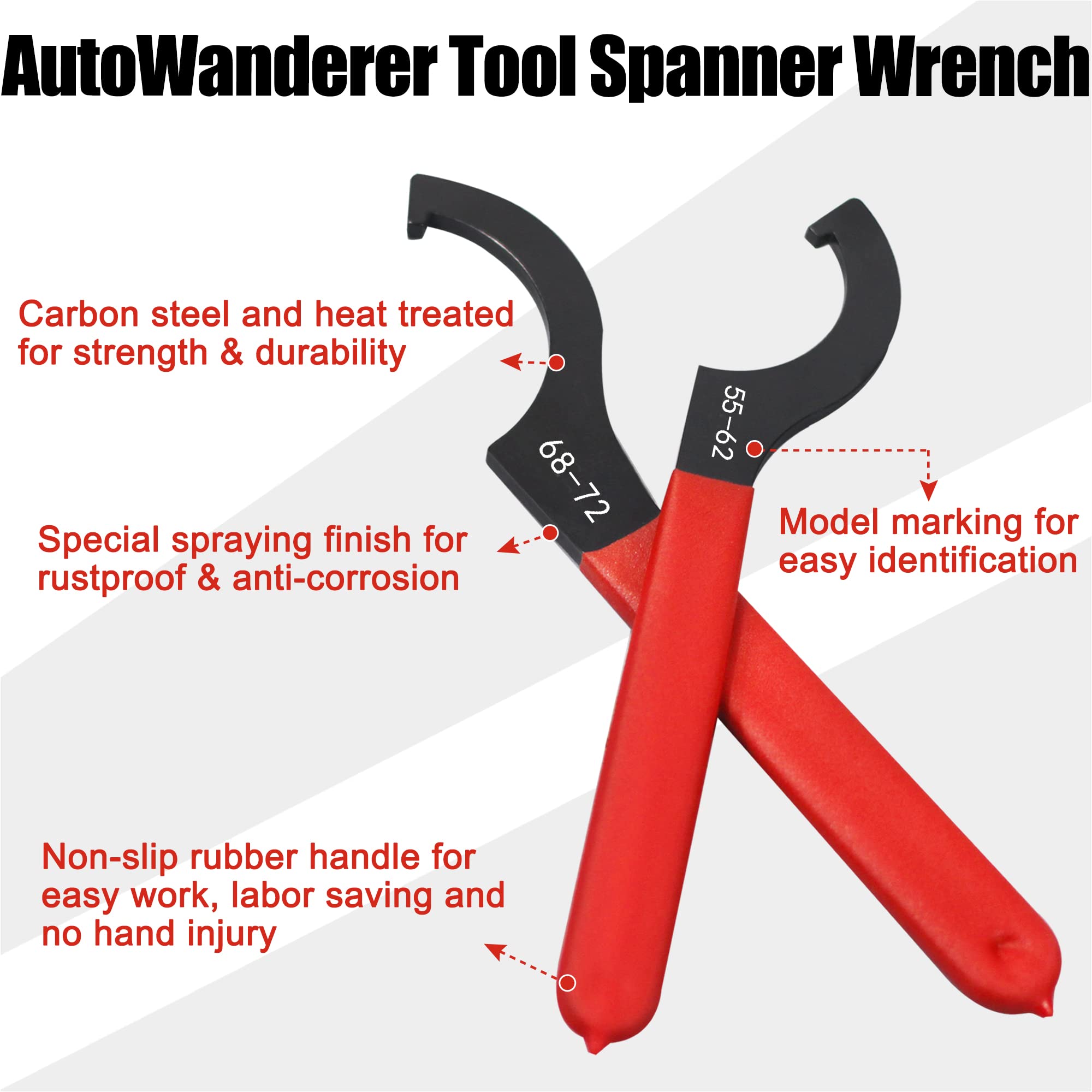 AutoWanderer Tool 9Pcs Coilover Spanner Wrench Set, Adjustable Shock Wrench Universal Carbon Steel Spanners for Most Coil Over Shock Adjustments (Blue)
