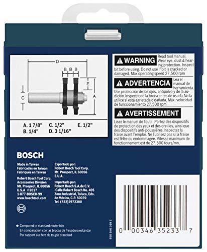 BOSCH 84624MC 1-7/8 In. x 1/4 In. Carbide-Tipped Tongue and Groove Router Bit