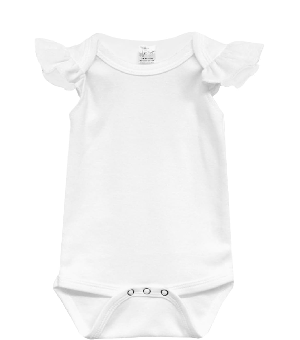Laughing Giraffe Baby Girl Blank Flutter Short Sleeve One Piece Bodysuit White (12-18 Months)