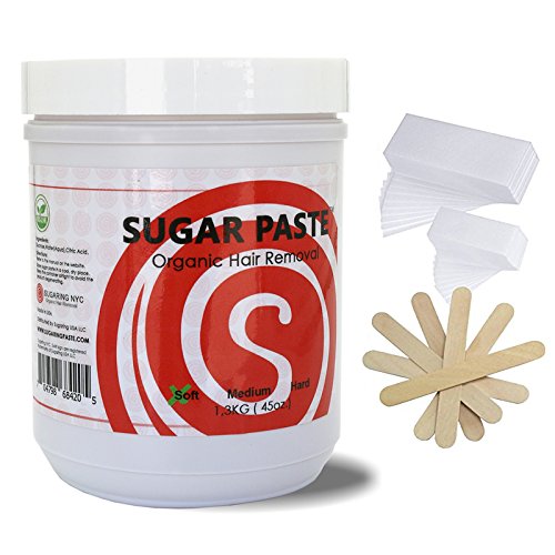 Sugaring Paste by Sugaring NYC Legs Package - Soft Paste, 100 Strips, Wooden Spatulas