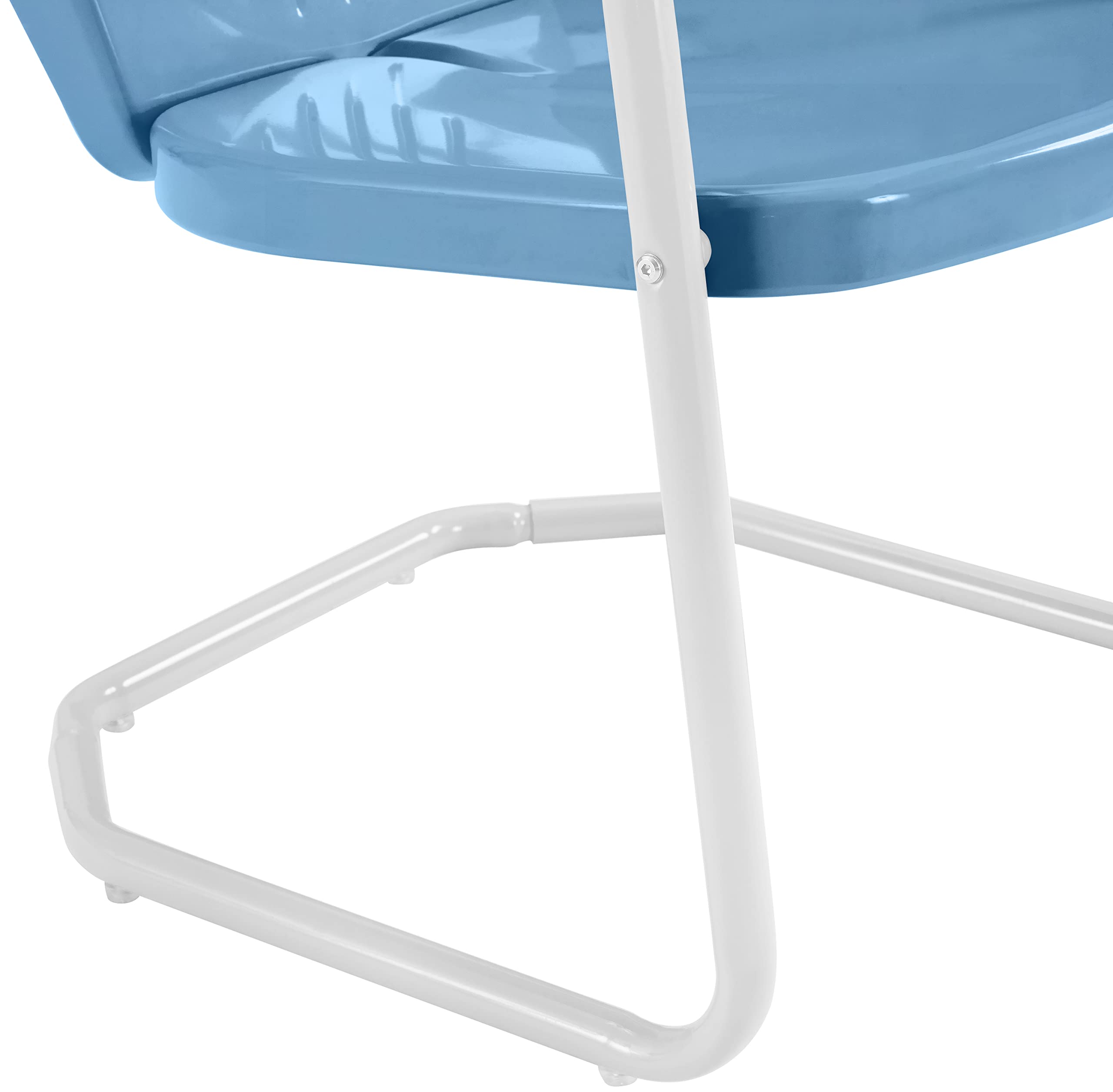 Crosley Furniture Griffith 3-Piece Outdoor Bistro Set, Retro Metal Patio Table and Chairs for Dining, Porch, Sky Blue Gloss and White Satin